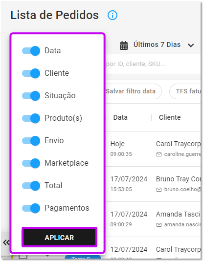 Pedidos Gerados – Wake Tech