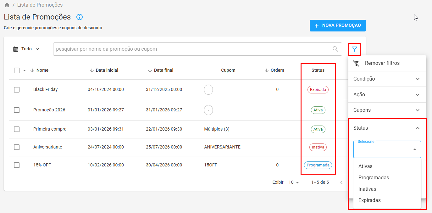 Mudanças na listagem de promoções – Wake Tech